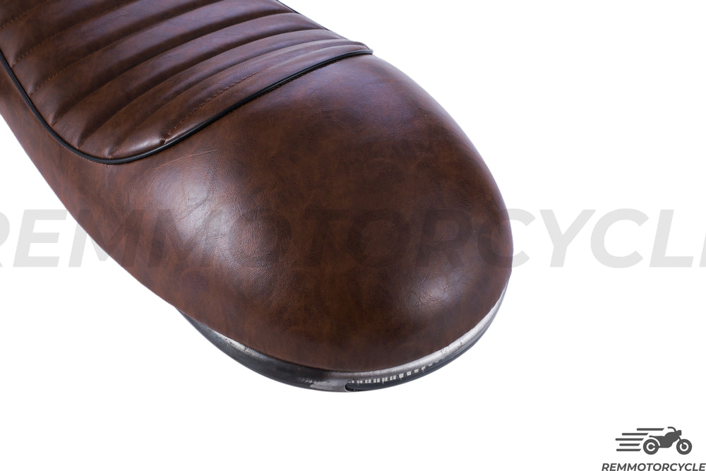 Motorcycle saddle Cafe Racer Brown with LED frame loop - REMMOTORCYCLE