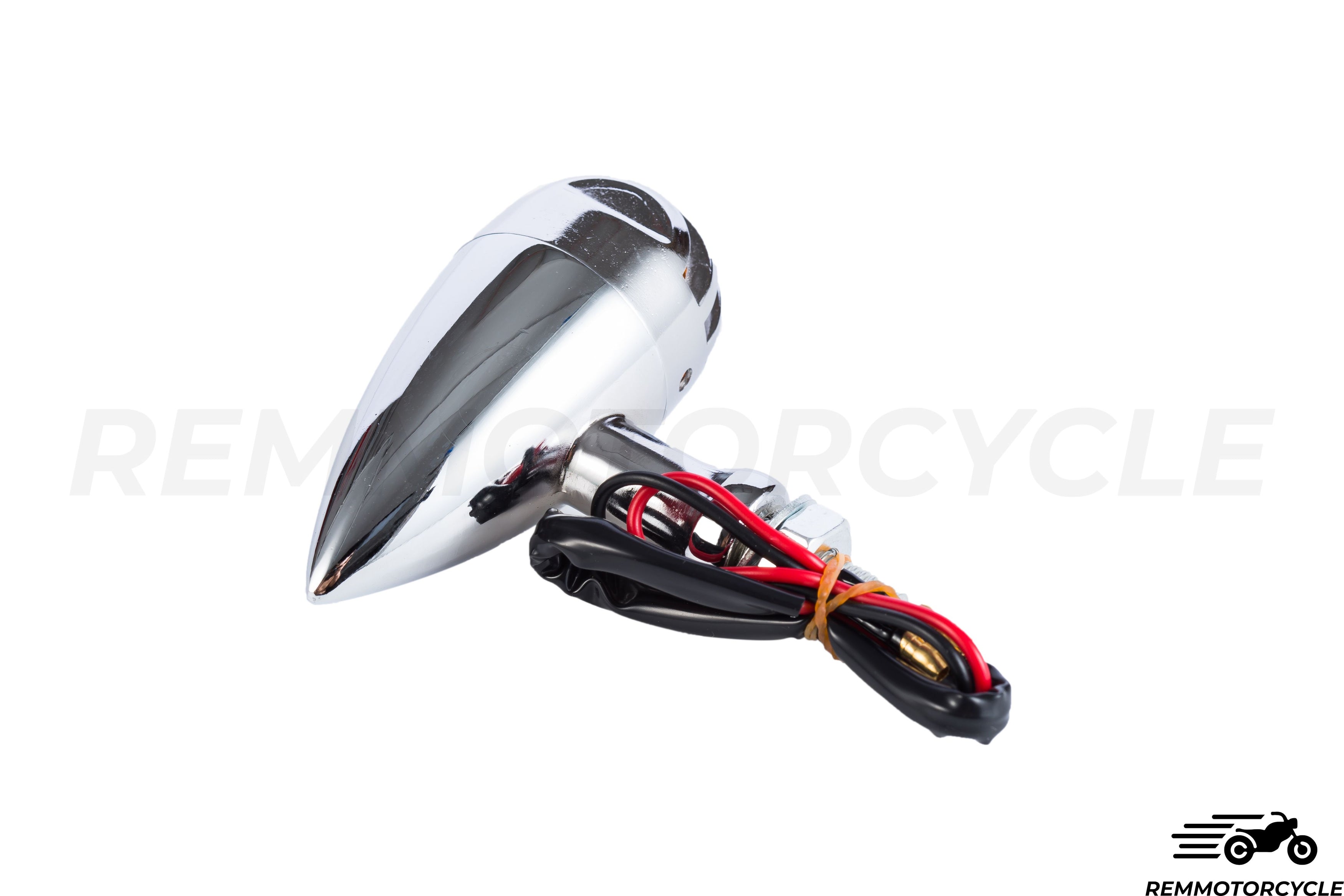 Chromed motorcycle turn signal with metal grid - REMMOTORCYCLE